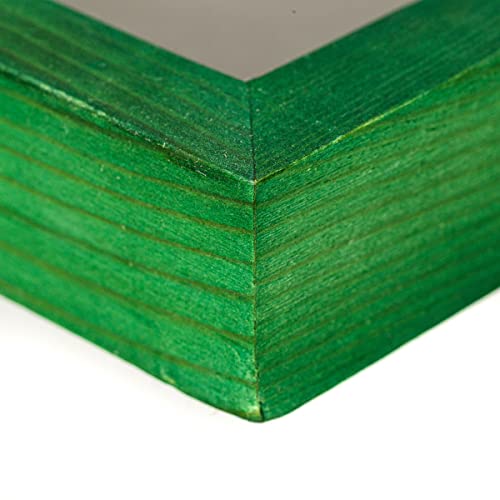 Green Wooden Picture Frame 11x14 - Natural Rustic Solid Wood Thick Borders, Wall Mounting and Desktop Photo Frames