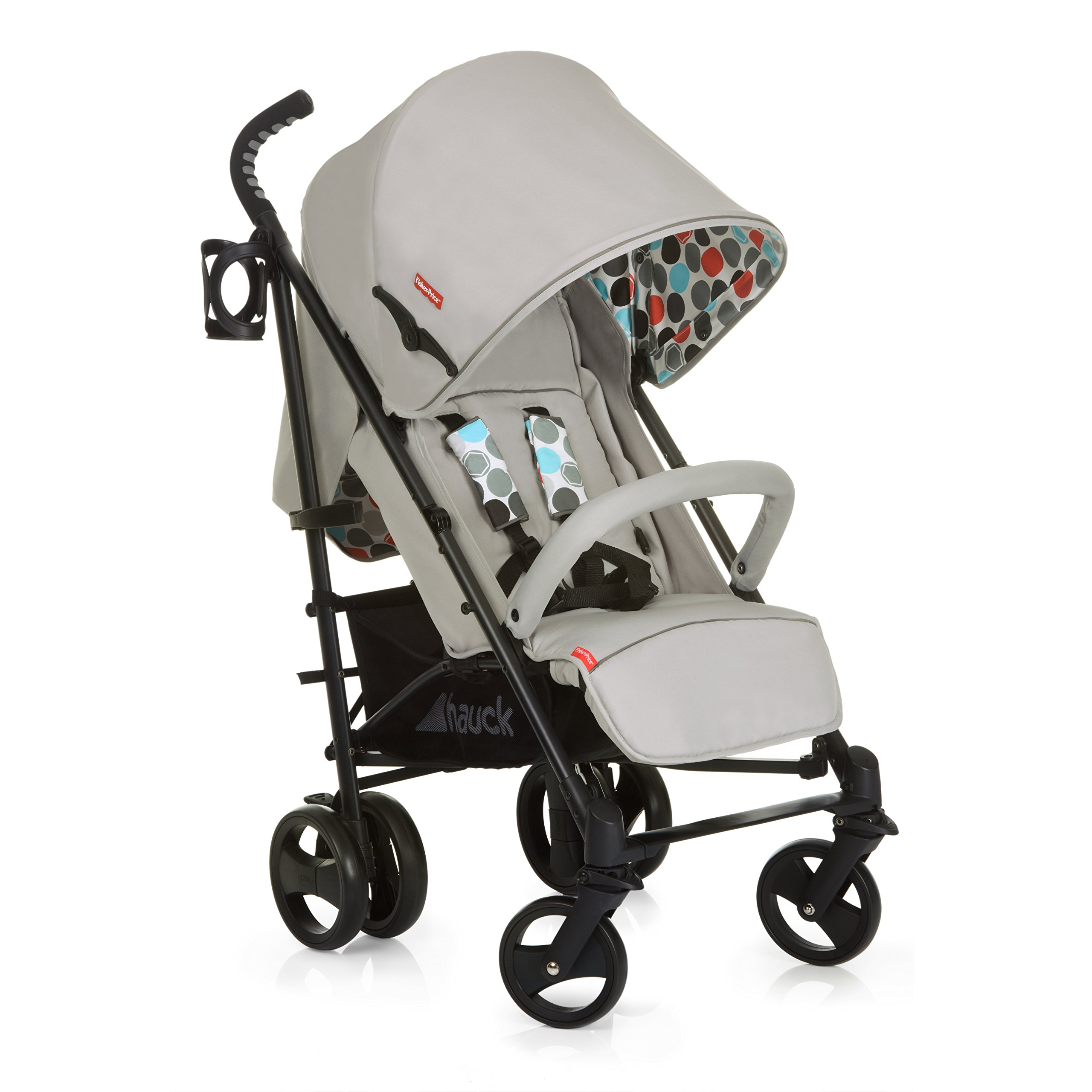 Hauck/Fisher Price Go-Guardian Venice Stroller/incl. Bottle Holder/extendable Canopy/Ergonomic Handles, Gumball Grey