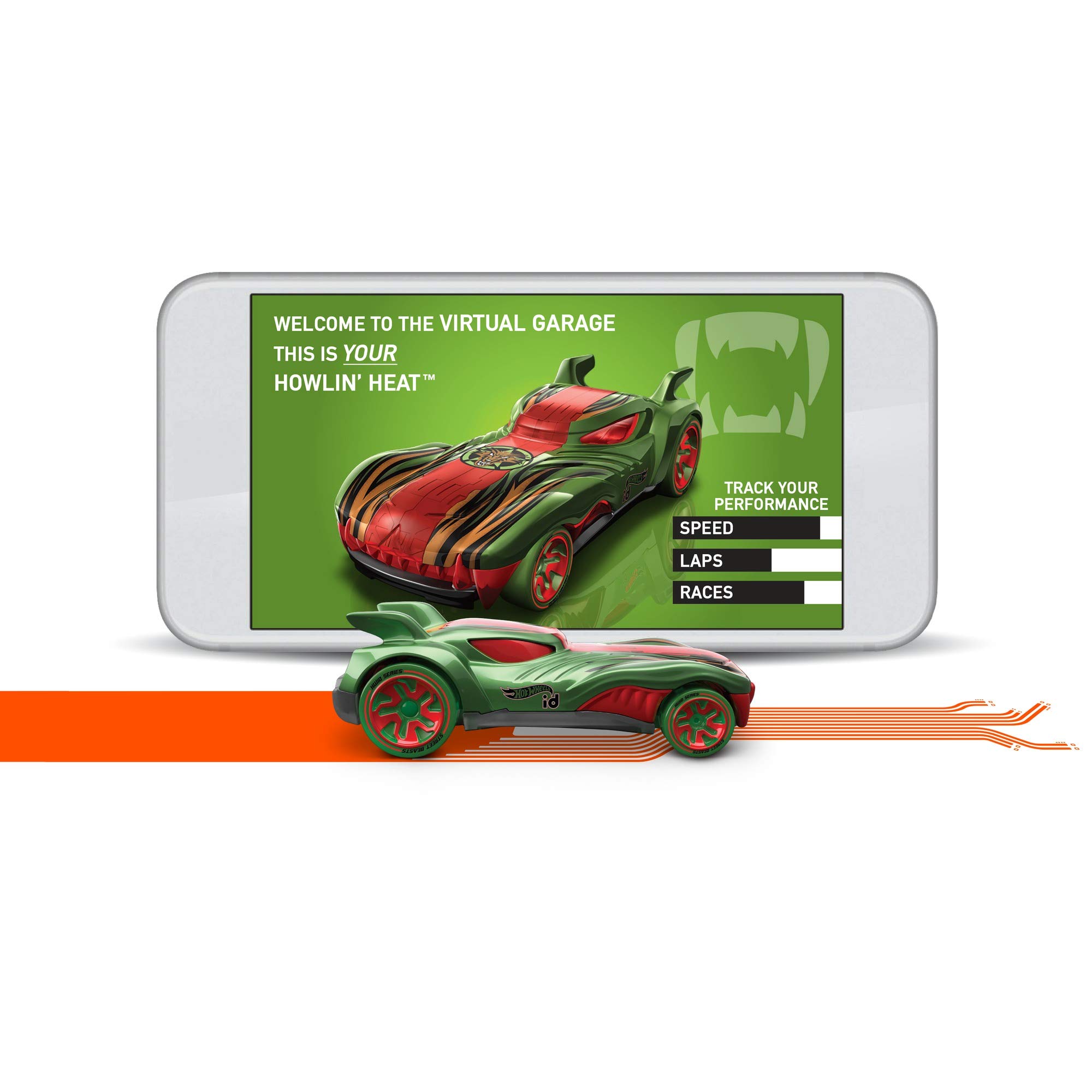 Hot Wheels id Vehicle Howlin' Heat Embedded NFC Chip Uniquely Identifiable 1:64 Scale Ages 8 and Older​