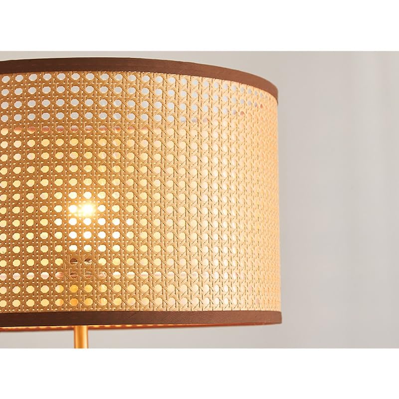 HALOU Simple and Warm Floor Lamp Living Room Sofa Study Bedroom Bed Rattan Woven Retro Upright Table Lamp