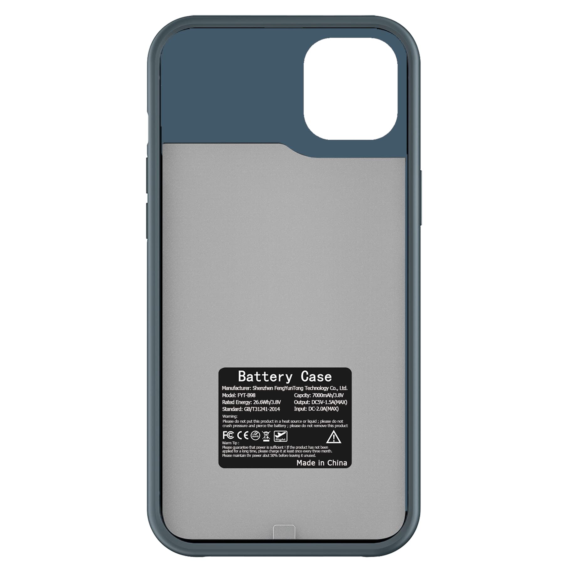 JBUBN Battery Case for iPhone 13s, 7230mAh Slim Portable Rechargeable Battery Pack Charging Case Compatible with iPhone 13 (6.1 inch) Extended Battery Charger Case (Navy Blue)