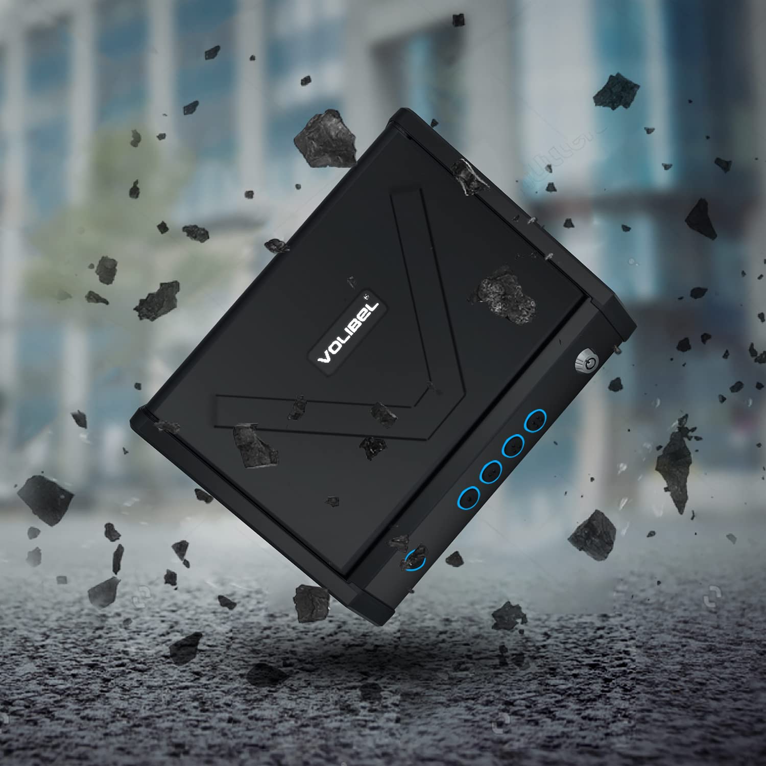 Gun Safety Box Pistol Bluetooth Smart Handgun Security Safe Lock Box,Quick Access Handgun Safe 4-in-1 with Fingerprint, Code, APP and Key (No Battery include)