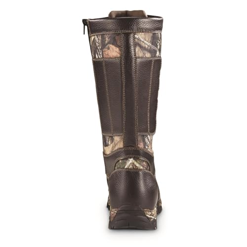 Guide Gear Men’s Leather Waterproof Side-zip Snake Boots, Brown/Mossy Oak Break-Up Country, 12D (Medium)