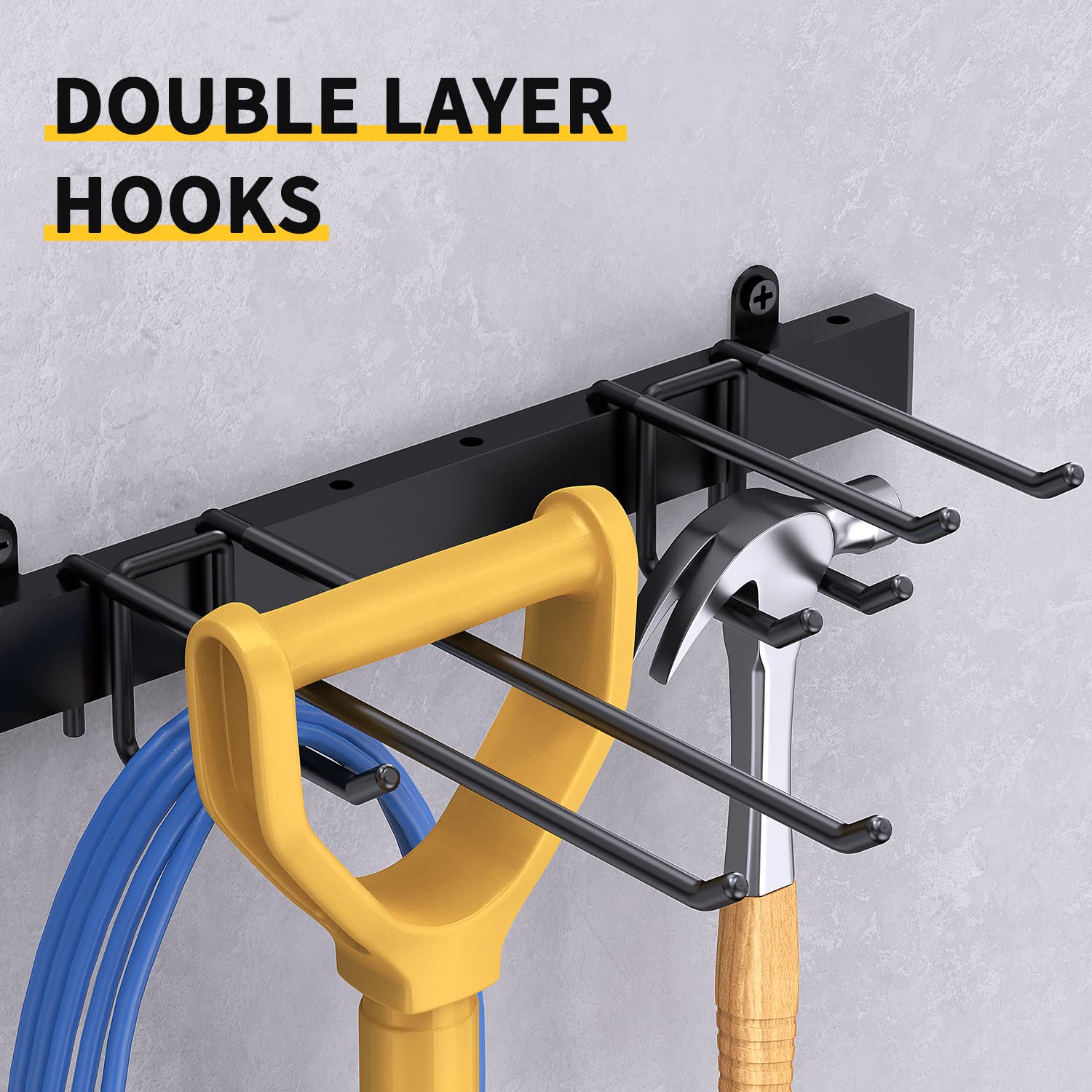 Venkuber Garage Storage, Garden Tool Organizers Wall Mount Broom Holder Shovel Hanger Heavy Duty Shelving Rack Hanging Hooks Power Tool Organization for Yard Shed Basement