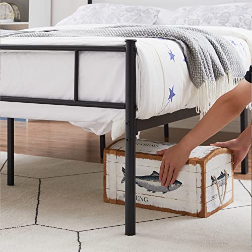 VECELO Metal Platform Bed Frame Full Size with Headboard and Footboard, 12'' Under-Bed Storage & Strong Slats Support, No Box Spring Needed