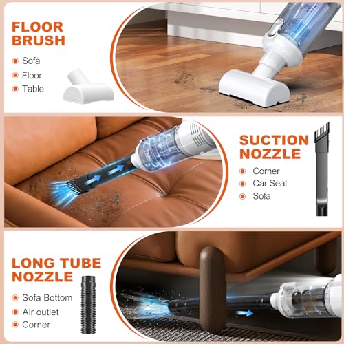 Handheld Car Vacuum Cleaner Cordless, 12000PA Strong Suction Handheld Vacuum Cleaner, Portable Mini Car Hand Held Vacuum Cleaner Rechargeable for Home