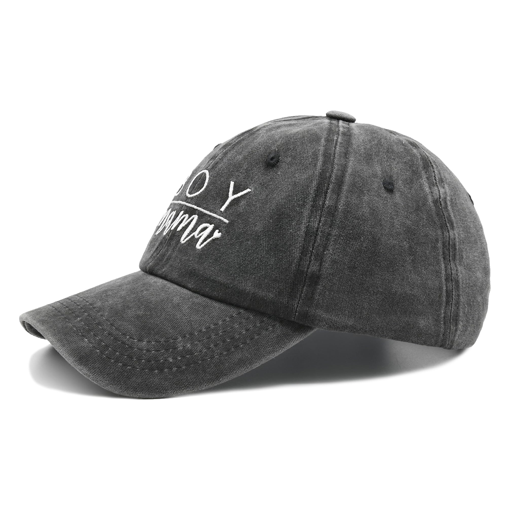 NVJUI JUFOPL Embroidered Boy Mama Hat, Mom Baseball Cap­ for Women Distressed Adjustable Washed Dad Hats Black