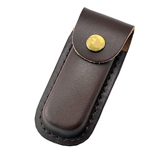 Multitool Sheath, Leather Knife Sheath for Multitools, Pocket Knife Holder Belt Loop Case, Knife Pouch Belt Sheath, Knife Holster for Carrying Folding Knife, Swiss Army Knife, Small Knife (Brown)