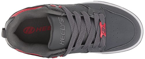 Heelys Boy's Motion 2.0 Tennis Shoe, Charcoal/Red, 8 Medium US Big Kid