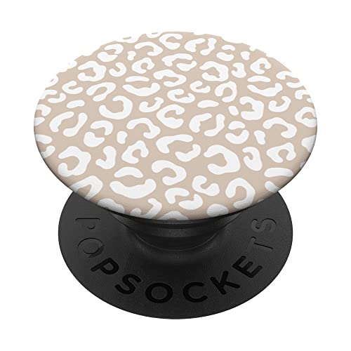 Tan Sand Beige White Leopard Print Design PopSockets Swappable PopGrip