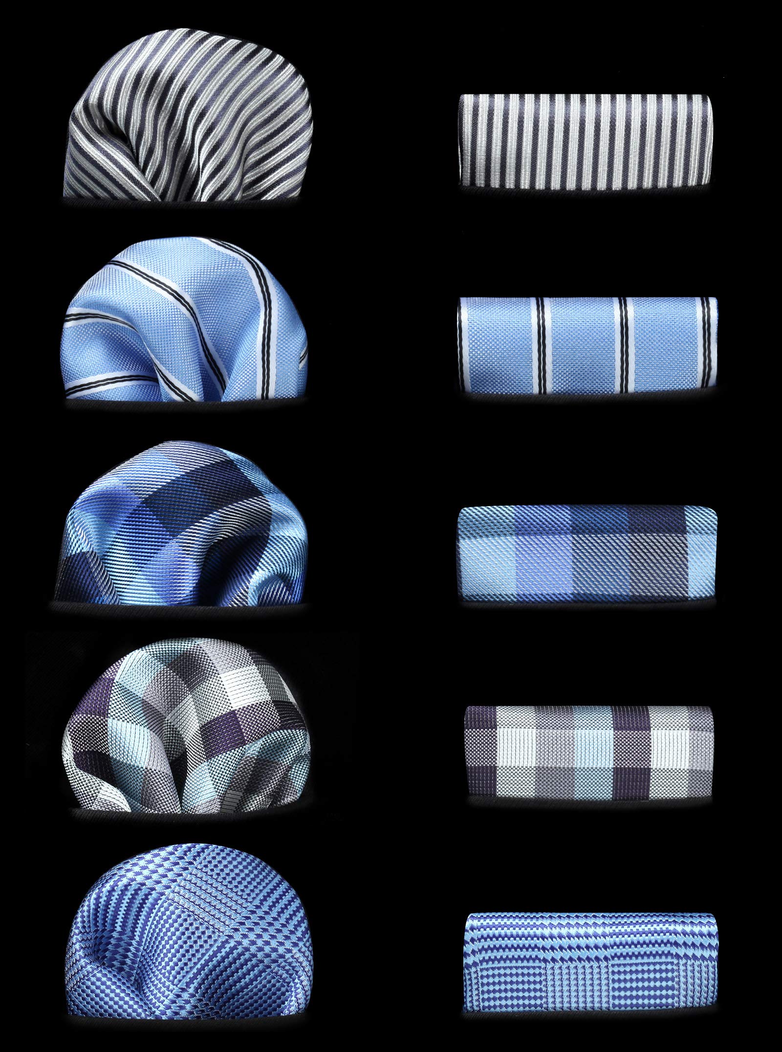 HISDERN Lot 5 PCS Classic Men's Silk Tie Set Necktie & Pocket Square with Gift Box,T5-s5,One Size