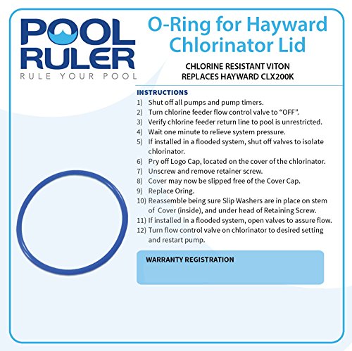 Pool Ruler CLX200K O-Ring (Chlorine Resistant VITON) + Lubricant for Hayward CL200 & CL220 Pool Chlorinator Chemical Feeder Lid