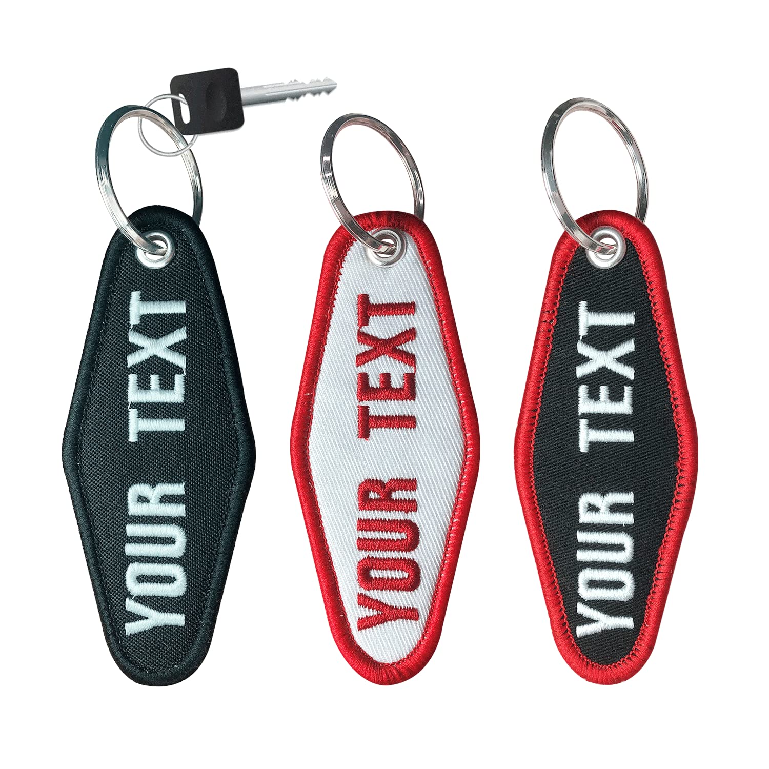 Personalized Keychain, Custom Embroidered Name Number key Tag, Car keychain for Men's women ATV Motorcycle (Colorful)
