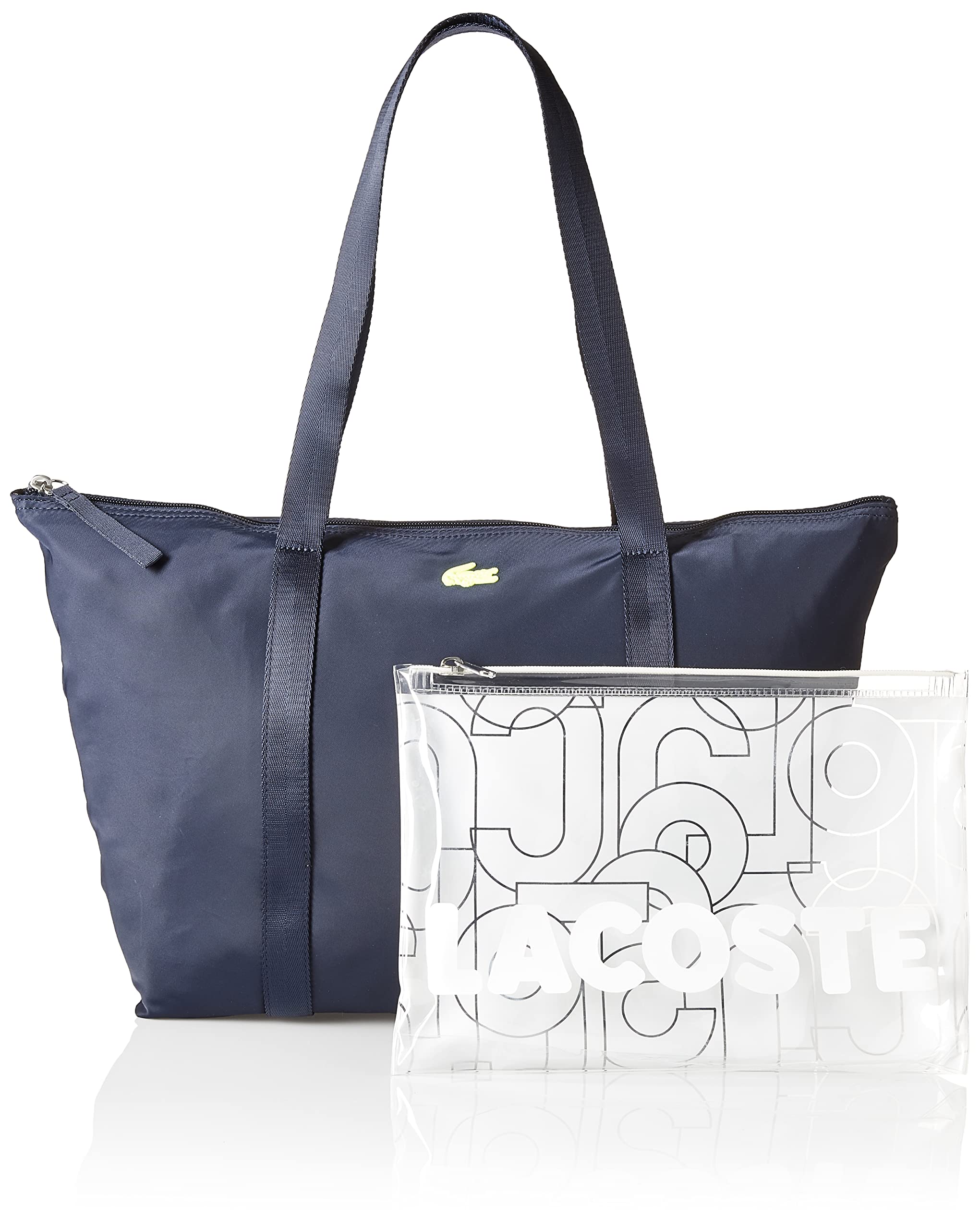 Lacoste Jeanne Large Shopping Bag, Marine 166 Jaune Fluo