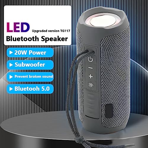 TGUCITESEN Portable Bluetooth Speaker Waterproof IPX4 Wireless Speaker,Good Bass, Shower, Kayak, Beach Accessories, Gifts for Men Women (Gray)