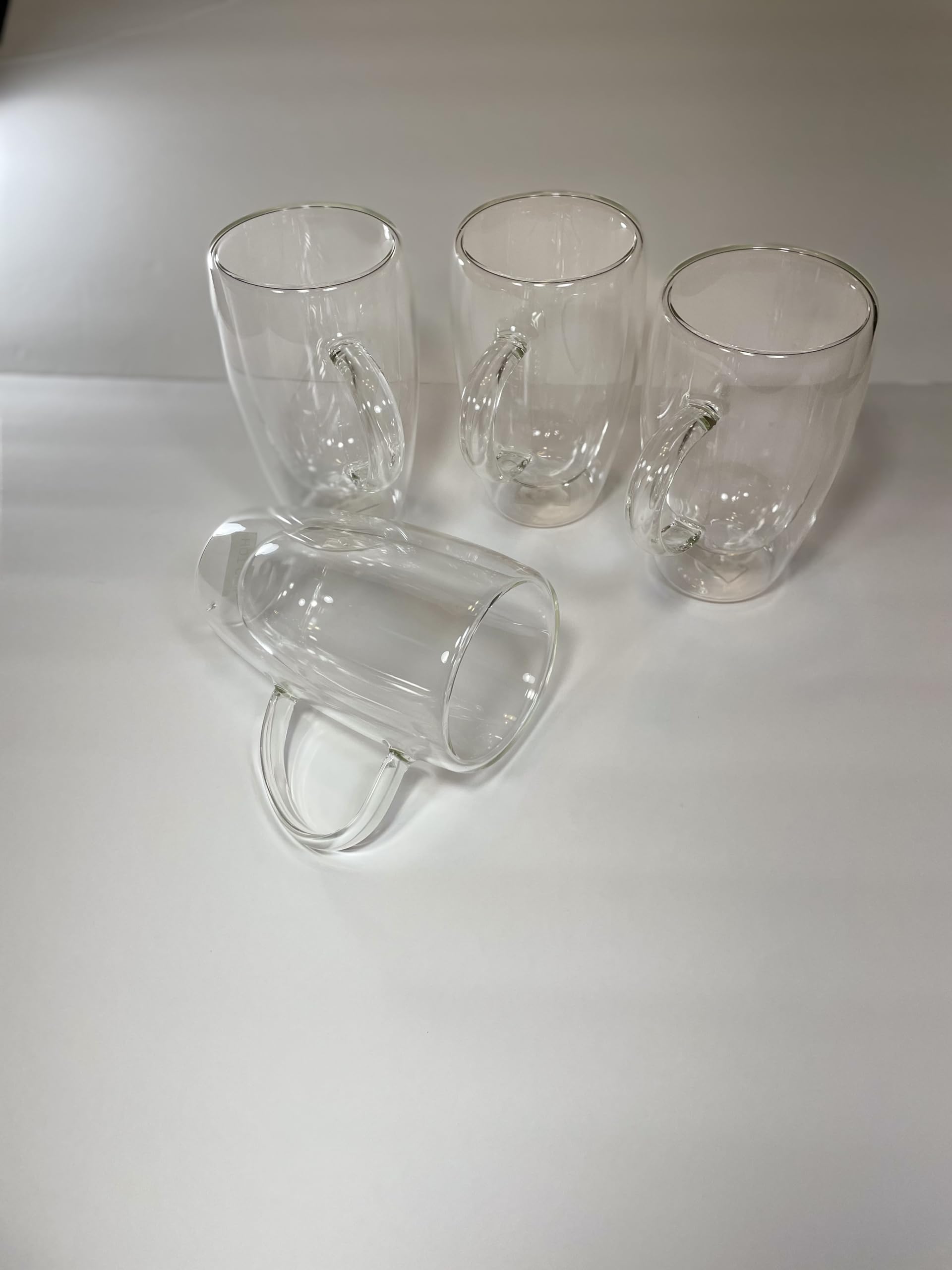 HOT-Chill Insulated Double Wall Glass Coffee Mugs with Handle Single Pack 16 Ounces Clear mugs for hot or Cold, Heat Resistant Perfect for Latte Americano Cappucciimos as well