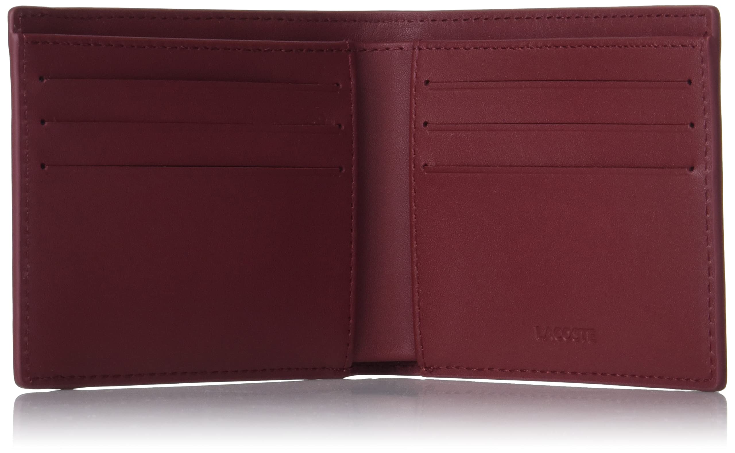 Lacoste Mens Slim Billfold With Logo Lettering Wallet, Cranberry Celosie