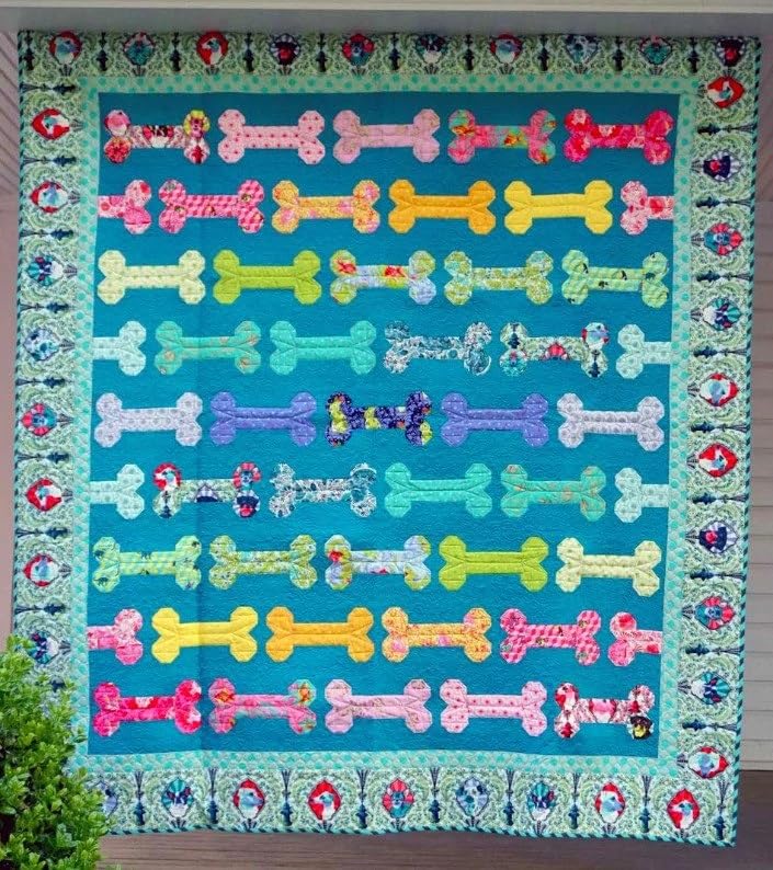 Tula Pink for Free Spirit Besties Hop to It W/Metallic Gold, Fabric by The Yard (Bluebell)
