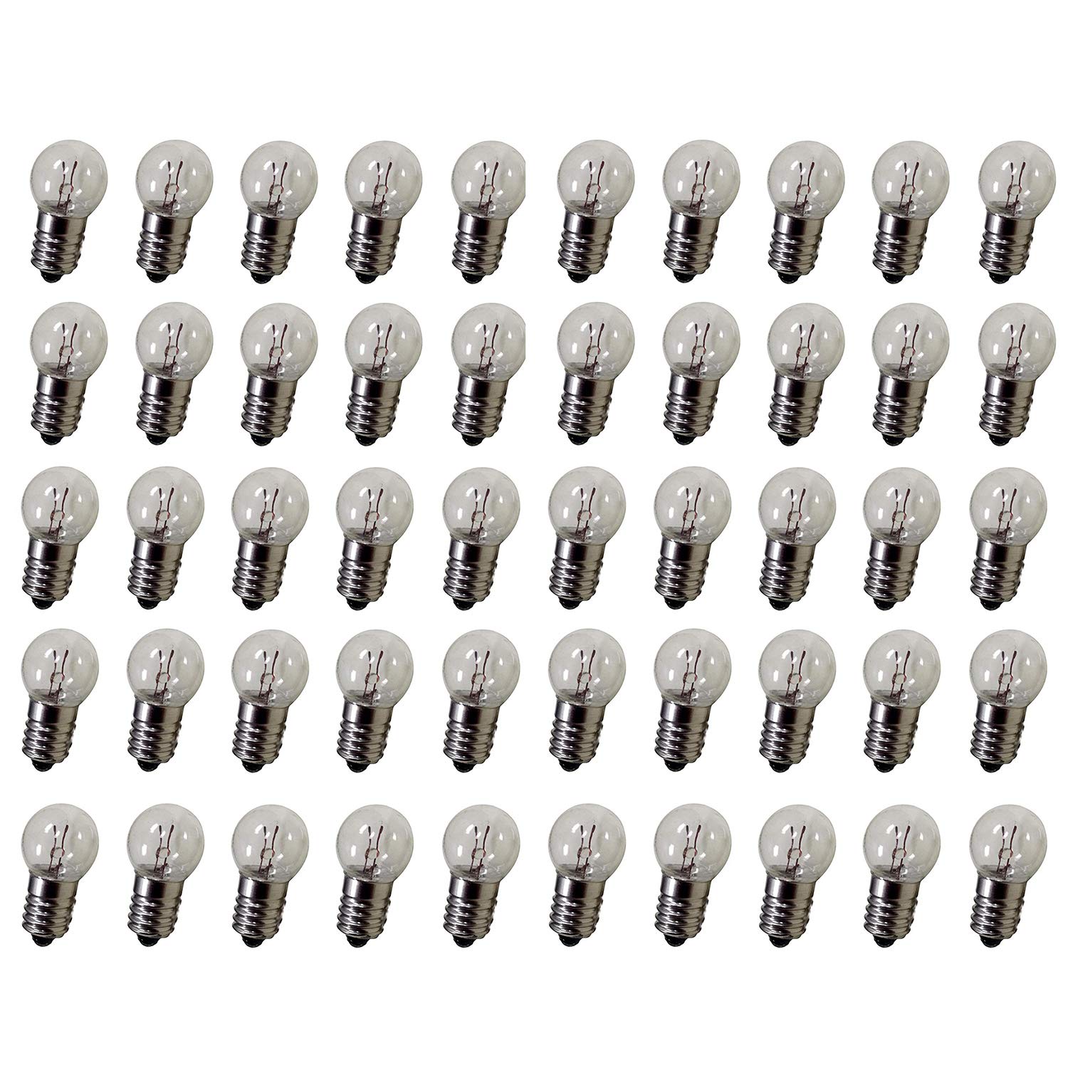GutReise DC 50pcs E10 1.5V 0.3A Warm White Bulb Light Bulbs Miniature Screw Base (1.5V)