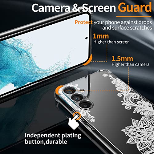 YJROP (3-Pack) for Samsung Galaxy A14 5G Case, Soft Clear TPU [Scratch-Resistant] Drop Silicone Bumper Protection Shockproof Phone Case Cover for Samsung Galaxy A14 5G, Flower