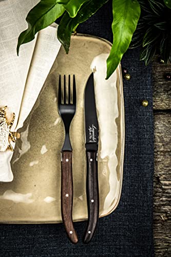 Laguiole Style de Vie steak knives Luxury Line, set of 6, wenge wood, black