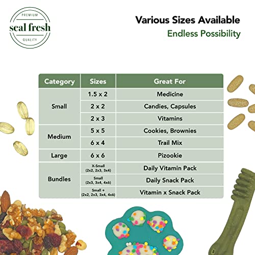 Seal Fresh Zip Bags β 1.5x2 Inches (1000 Count), 2 Mil β Clear Plastic Reclosable LDPE Poly Baggies with Resealable Lock Seal Zipper β For Vitamins, Pills, Snacks, Seeds, Nuts, Cookies, Candies, Treats, Pastries, Party Favors, Storage, Organization, Nuts,