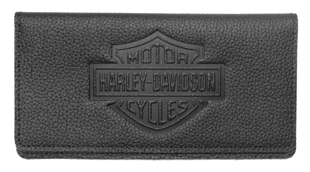 Harley-Davidson Womens B&S Embossed Checkbook Cover, Black Leather ZWL4752-BLACK