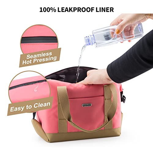 UNIKER Insulated Lunch Bag Foldable,Leakproof Lunch Box for Travel,Lunch Tote Reusable Meal Prep Container Bag,Bento Box Cooler Bag for Work Picnic Box,Rose