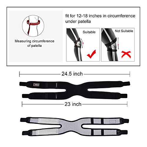 HUEGLO Patella Knee Strap for Knee Pain Relief,Knee Brace Support for Tendonitis,Osgood schlatter,Arthritis, Patellar Tendon Support Strap for Meniscus Tear,Runners,MCL,ACL,12"-18",1 Piece