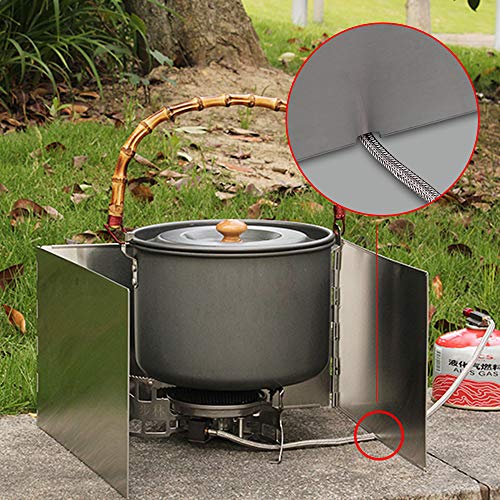 Heitiliamu Outdoors Stove Windshield Camping Cooking Windscreen Folding Camping Cooker Stove Wind Screen