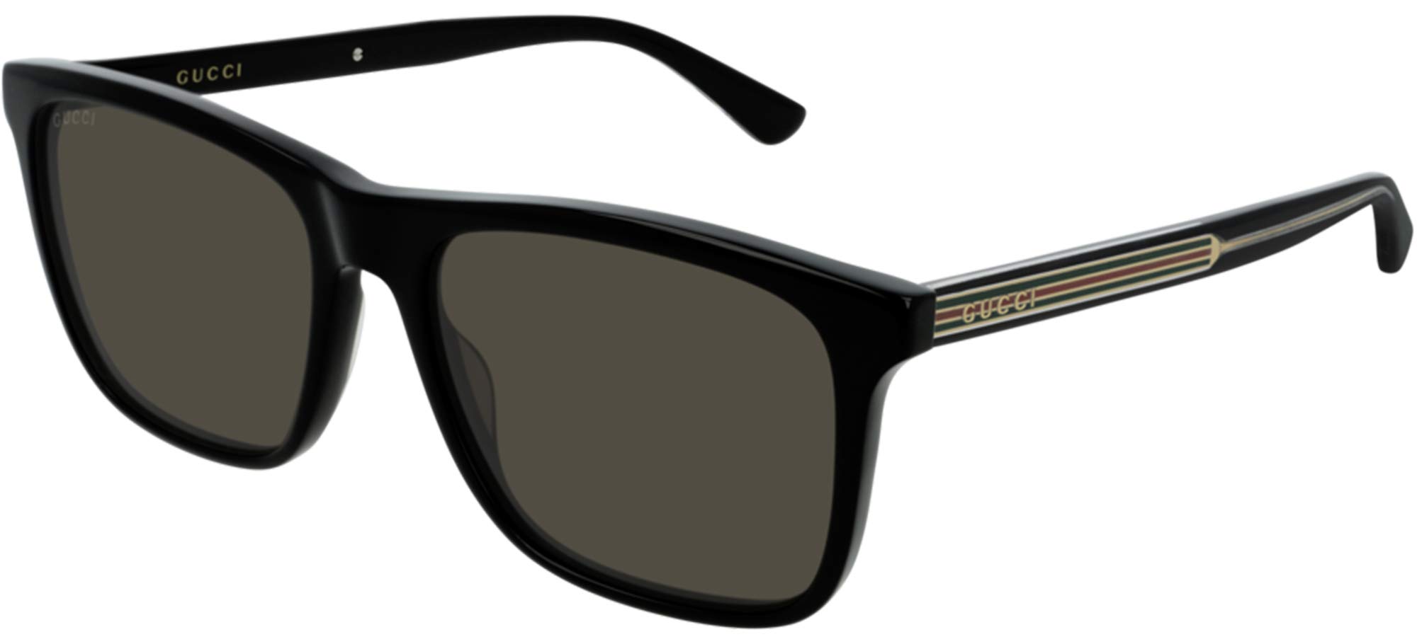 Gucci Rectangular Sunglasses GG0381S 007 Black Polarized 57mm 381