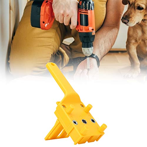 Woodworking Drilling Locator Straight Hole Locator, Handheld Woodworking Perforation DIY Tools Woodworking Dowel Jig Kit Hardware Template Guide Woodworking Tools(黄色)