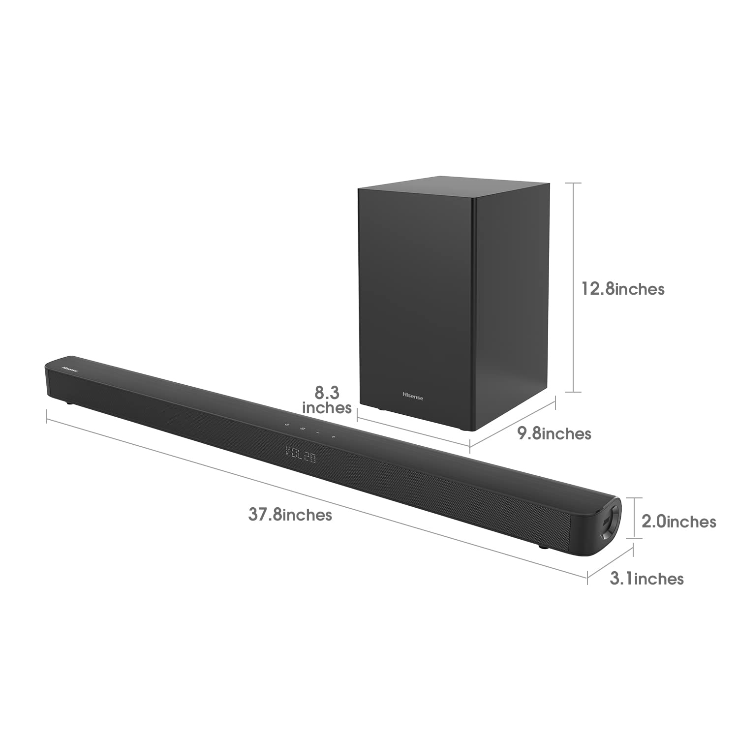 Hisense HS212F 2.1ch Sound Bar with Wireless Subwoofer, 120W, Pure Surround, Ezplay Support, Roku TV Ready, Bluetooth, HDMI ARC/Optical/AUX/USB, 3 EQ Modes, Black (Renewed)