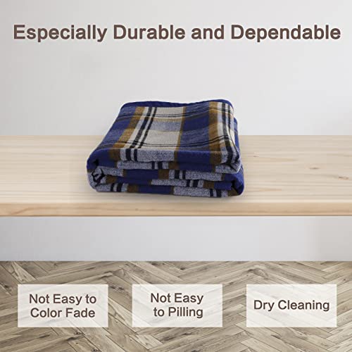 YOUR MOON Pure Wool Blanket Throw Queen Size 100% Australian Natural Wool Bed Blanket, Washable Wool Blanket Throw, Hypoallergenic- Non-Itchy Or Scratchy Fabric (Blue, 90 * 90)