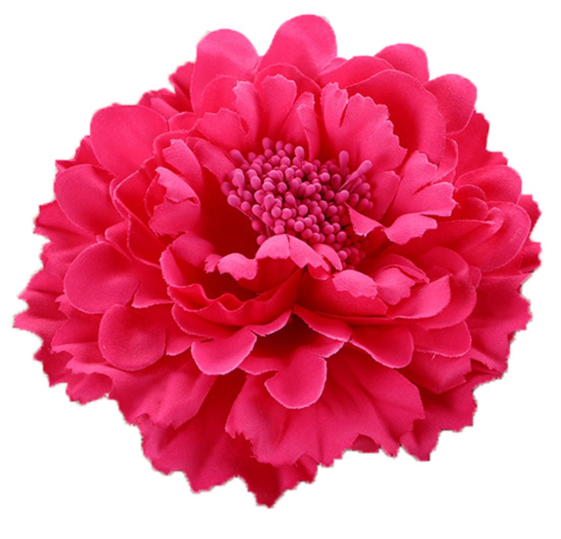 HC-01 Floral Fall Peony Flower Hair Clip Flamenco Dancer Pin up Flower Brooch (Fuchsia)