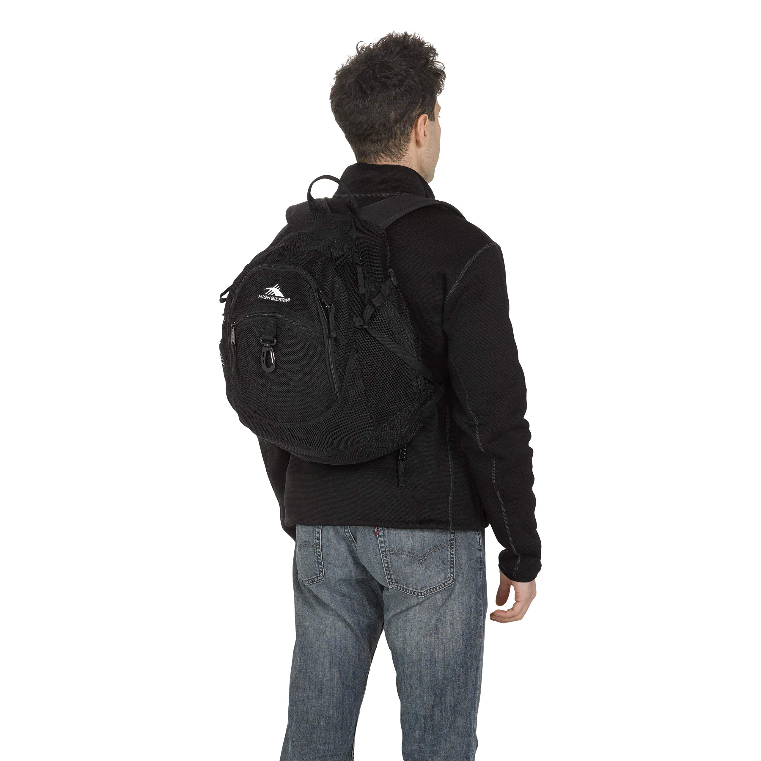 High Sierra Airhead Mesh Backpack, Black, 19.5 x 13 x 7-Inch