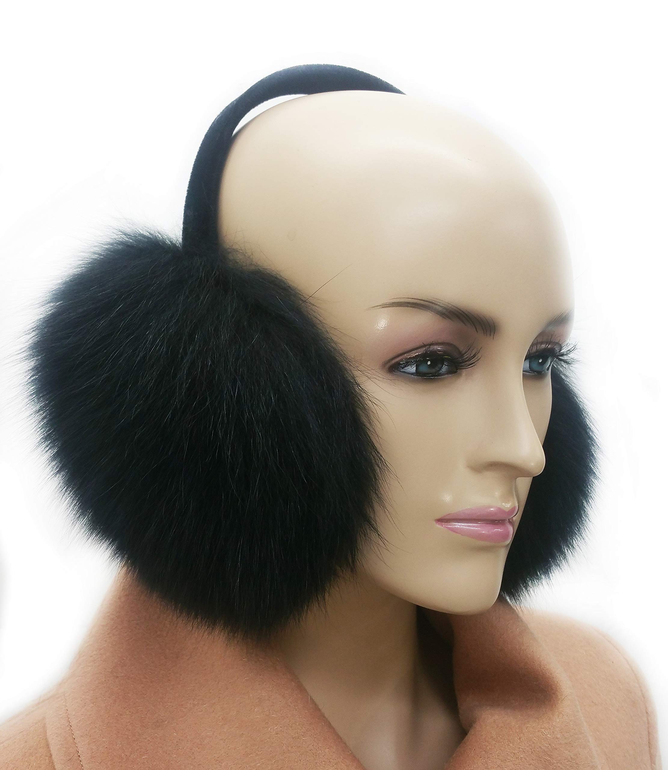 Hima Real Fox Fur Earmuff made in USA (Black)