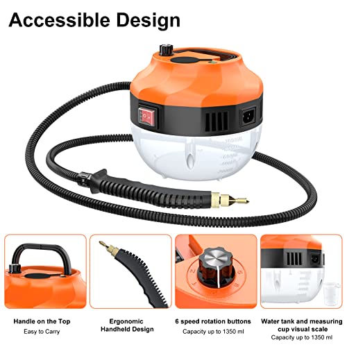 Upgrade Steam Cleaner Handheld, 2500W High Pressure Steam Cleaner for Home Use, Portable Steam Cleaning Machine, Car Steamer with Brushes, Steamer for Cleaning Upholstery Grout Tile Kitchen Bathroom