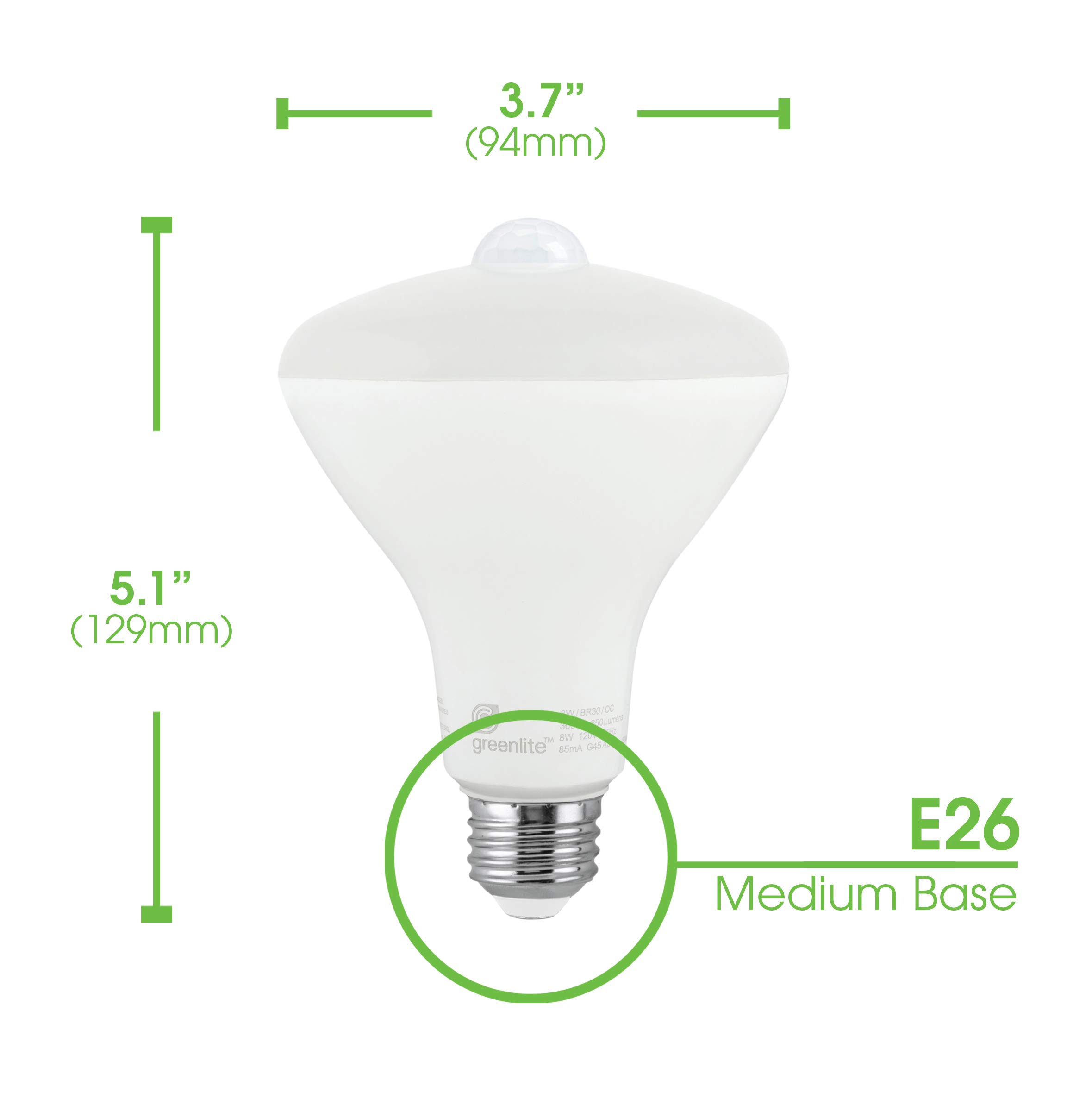 Greenlite BR30 E26 Medium LED Motion Activated Bulb Bright White 65 Watt Equivalence 1 Pk.