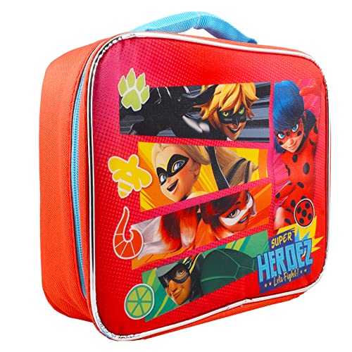 Zagtoon Miraculous Ladybug Lunch Box Set - Bundle with Miraculous Ladybug Insulated Lunch Bag with Superhero Stickers, Temporary Tattoos, and More (Miraculous Ladybug School Supplies)