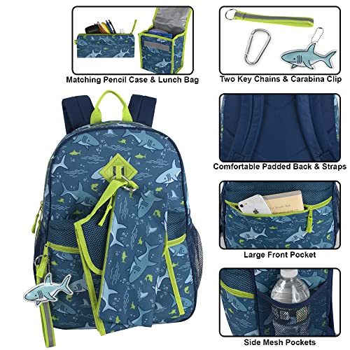 Trail maker Boy's 6 in 1 Backpack With Lunch Bag, Pencil Case, and Accessories