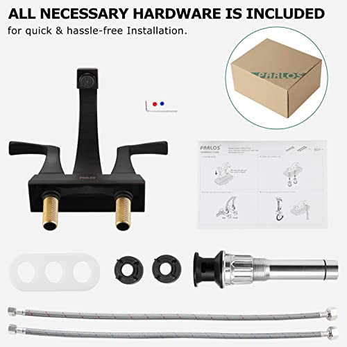 PARLOS 2 Handles Bathroom Faucet with Pop-up Drain and Faucet Supply Lines, Oil Rubbed Bronze, Doris 14133