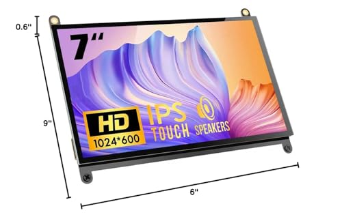 Raspberry Pi Screen 7 Inch Touchscreen Monitor 1024x600 Portable HDMI Monitor Raspberry Pi Display Fit for Raspberry Pi 4/3/2/Zero/B/B+ Win11/10/8/7, Free-Driver