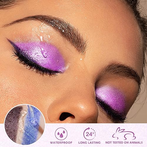 Hotiary Glitter Liquid Eyeshadow, Metallic Glitter Shimmer Sparkling Eye Shadow, Long Lasting Waterproof High Pigments Sparkle Eye Makeup Kit, Metals Gloss Eyeliner Pen(Gold Cream)