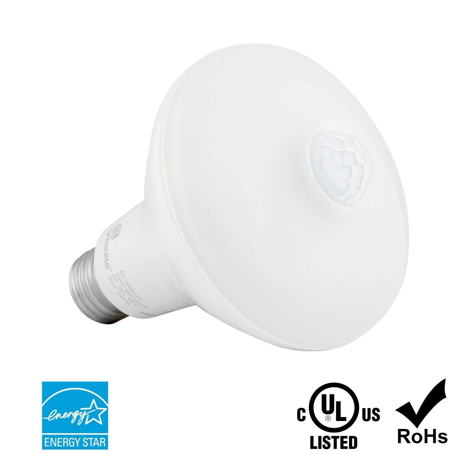 Greenlite BR30 E26 Medium LED Motion Activated Bulb Bright White 65 Watt Equivalence 1 Pk.