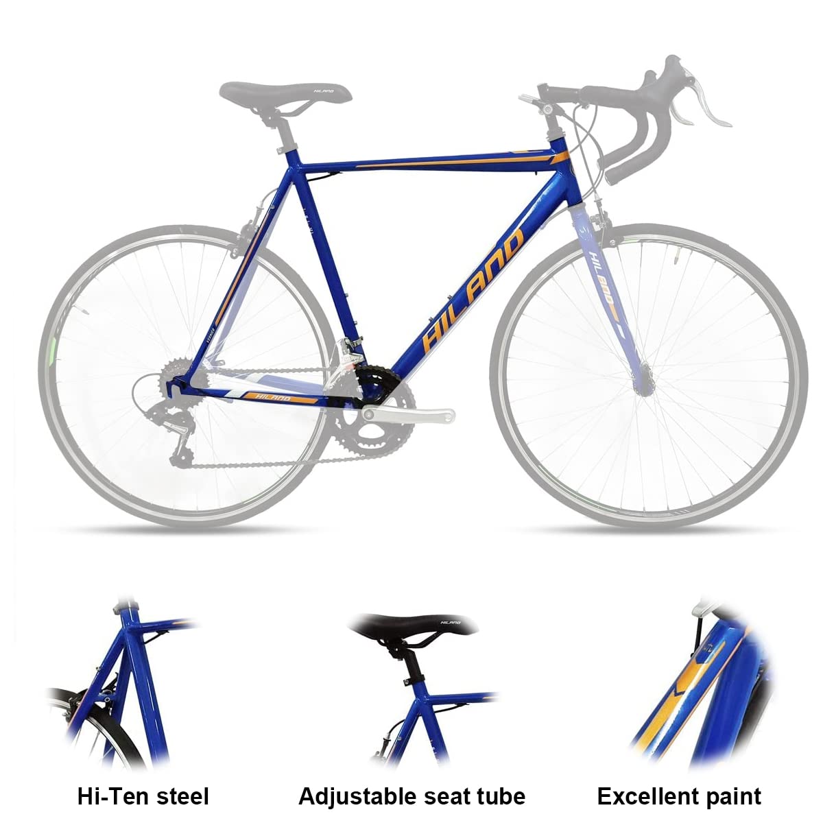 HILAND Road Bike 700C City Commuter Bicycle with 14 Speeds Drivetrain Blue 50cm Frame