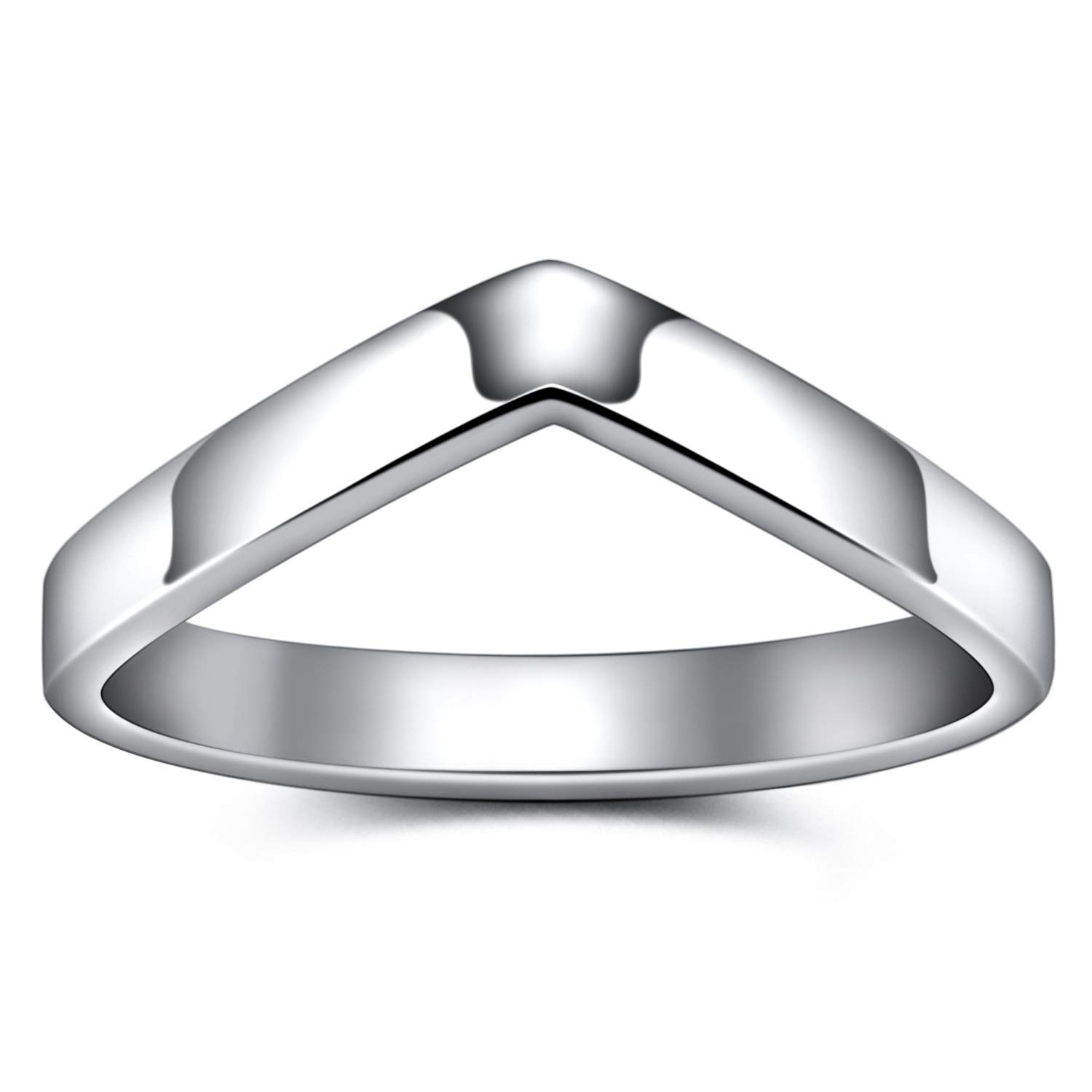 Greenpod 3mm Stainless Steel Ring for Women Silver V Shaped Chevron Wedding Band Thumb Statement Ring Size 9.5