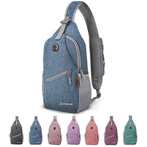 ZOMAKE Sling Bag for Women Men:Small Crossbody Sling Backpack - Water Resistant Shoulder Bag Mini Chest Bag Daypack for Travel(Navy Blue)