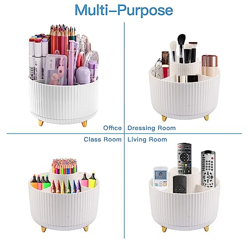 XDRELEC 360 Degree Rotating Pen Holder, Pencil Holder for Desk, Office Desk Organizers and Accessories, Pencil Cup, Pen Organizer,Office Organization and Storage (white)