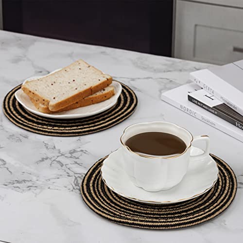 Trivets for Hot Dishes, Large Trivet for Hot Pots and Pans 8 inches, Hot Pads for Kitchen Table, Coasters Cotton Mat to Protect Counter, Cooking Potholder (Stripe 5 Pcs)
